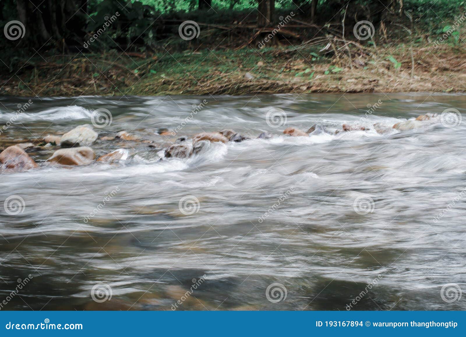 River Stream Flow on High Mysterious Mountainous Deep Jungle.Scenery of ...