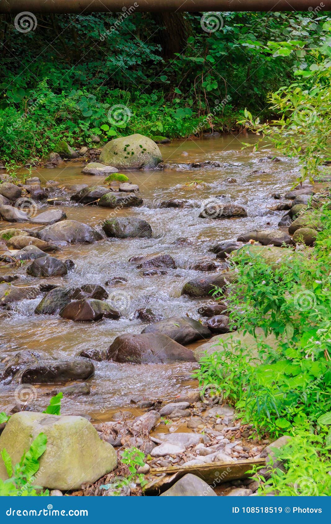 River Stream Flowing Over Rock Formations the Mountains. Stock Image ...