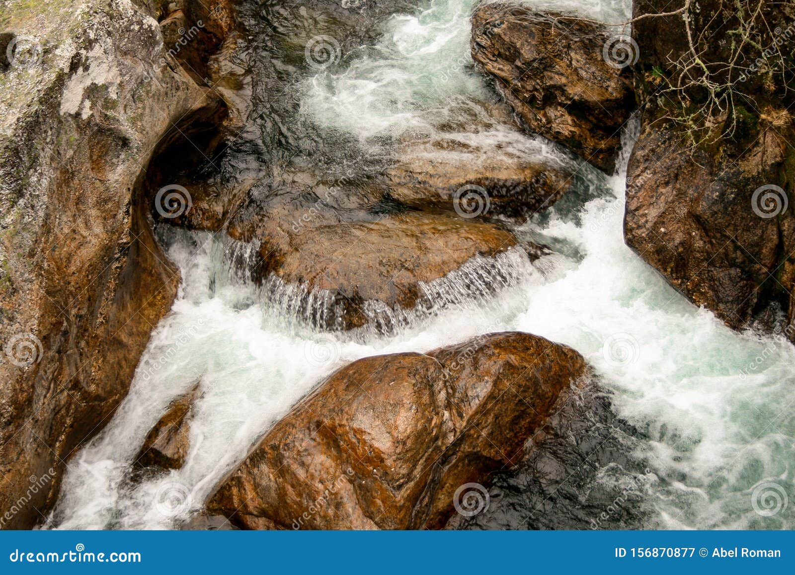 River Stream Passing between the Rocks Stock Image - Image of branches ...