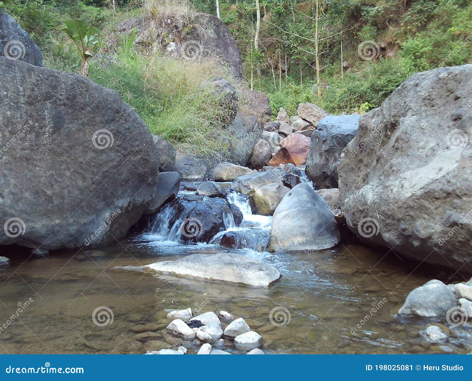 River Stream Wiith Background River Stones on Mountain Stock Image ...