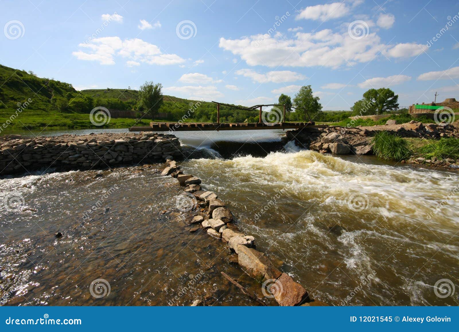 River with Strong Current Flows Under Bridge Stock Image - Image of ...