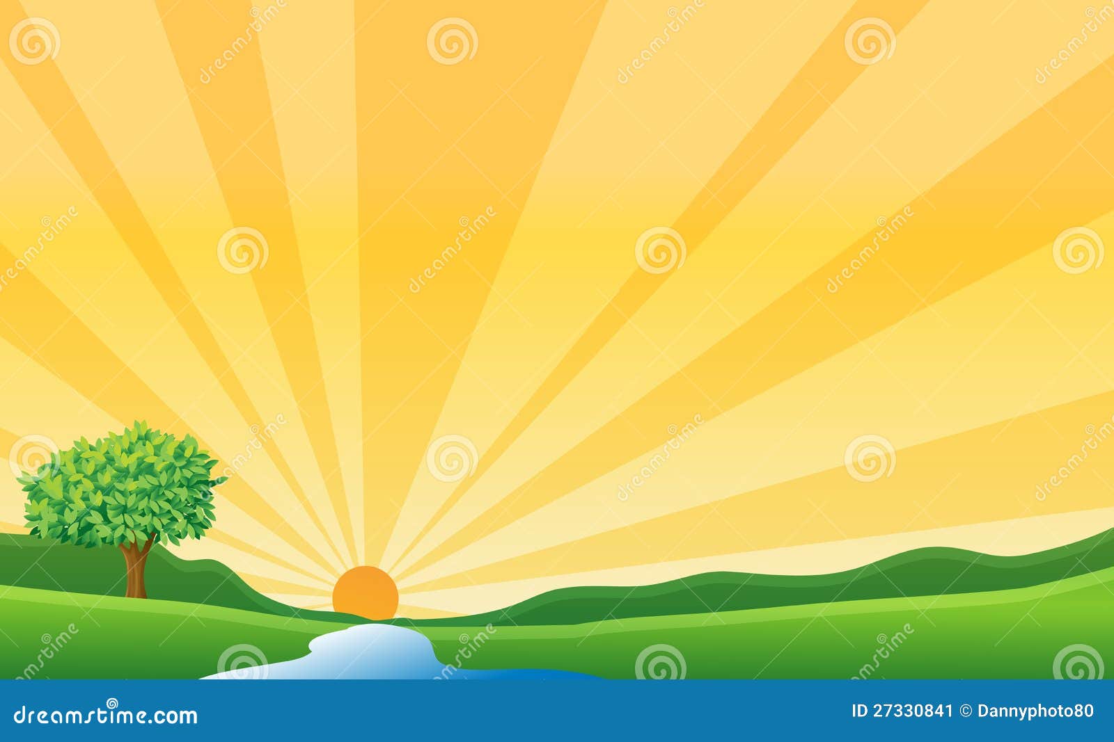 A river and a sun stock illustration. Illustration of grass - 27330841