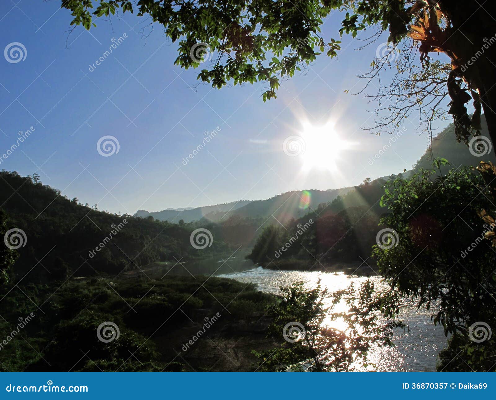 River and sun stock image. Image of landscape, bright - 36870357
