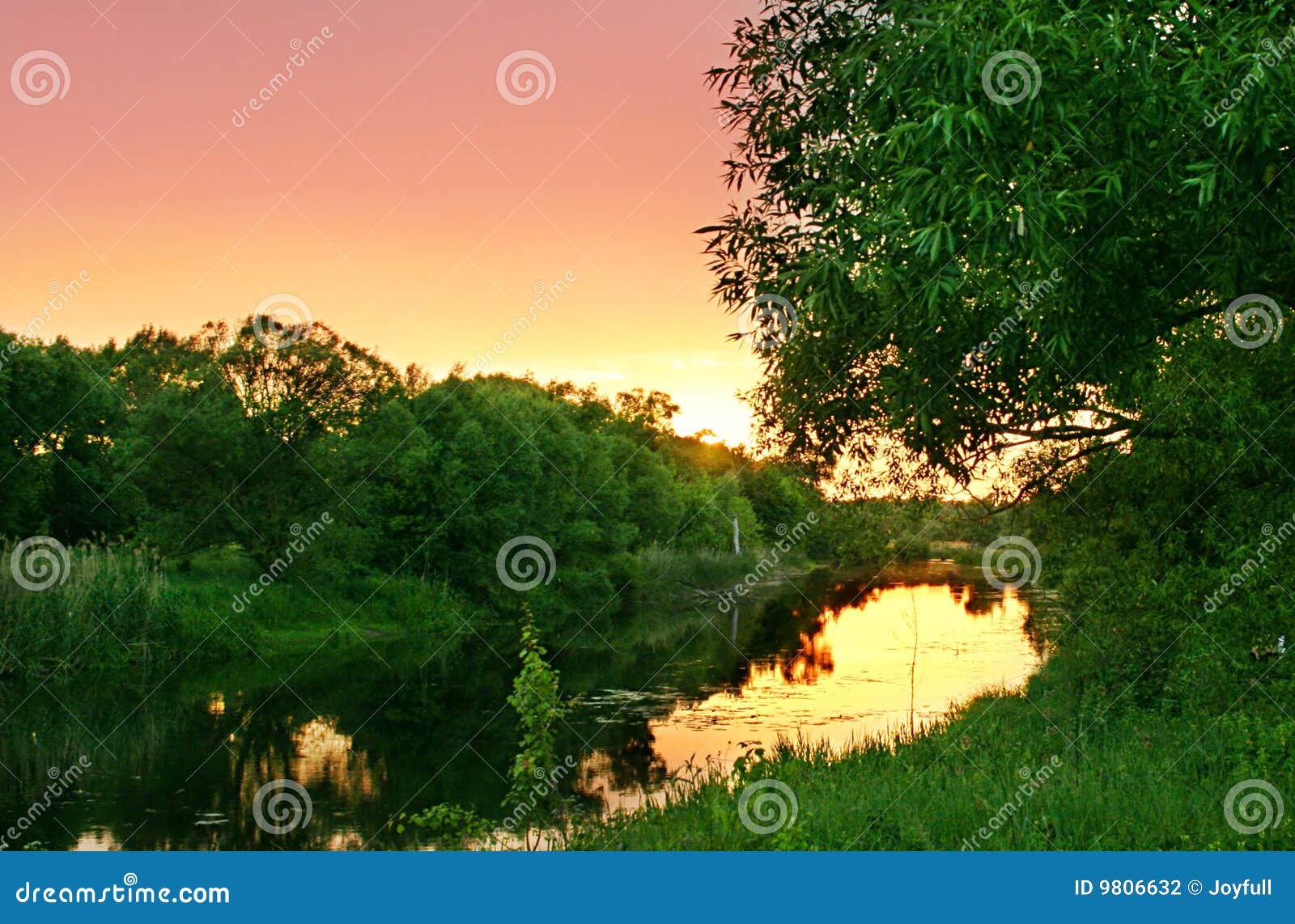 River in the sunset stock photo. Image of gold, dusk, panoramic - 9806632