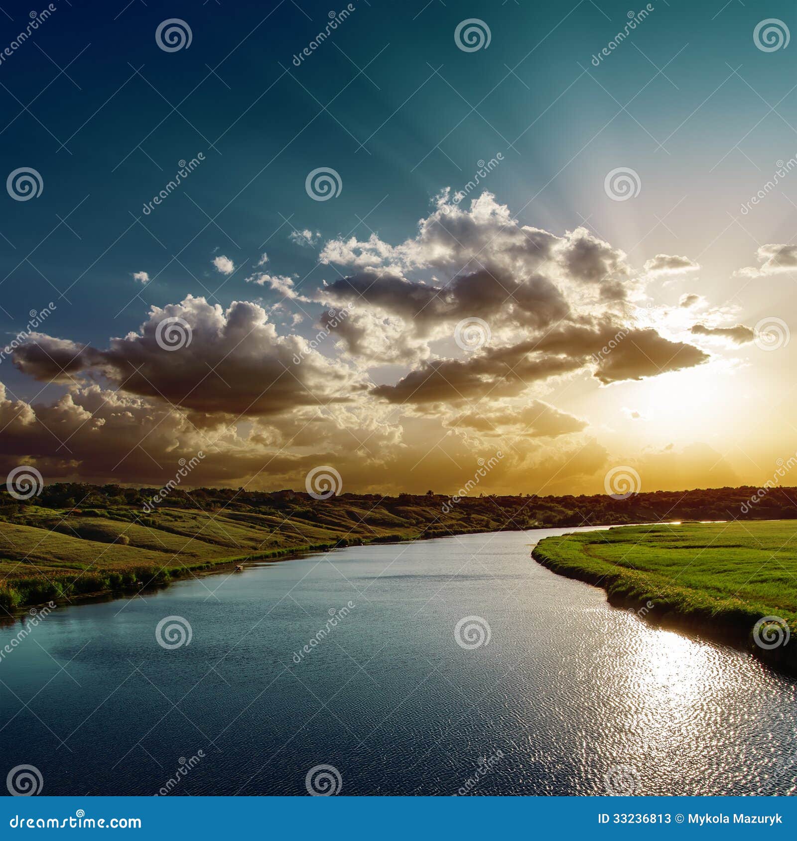 River and sunset over it stock image. Image of fishing - 33236813