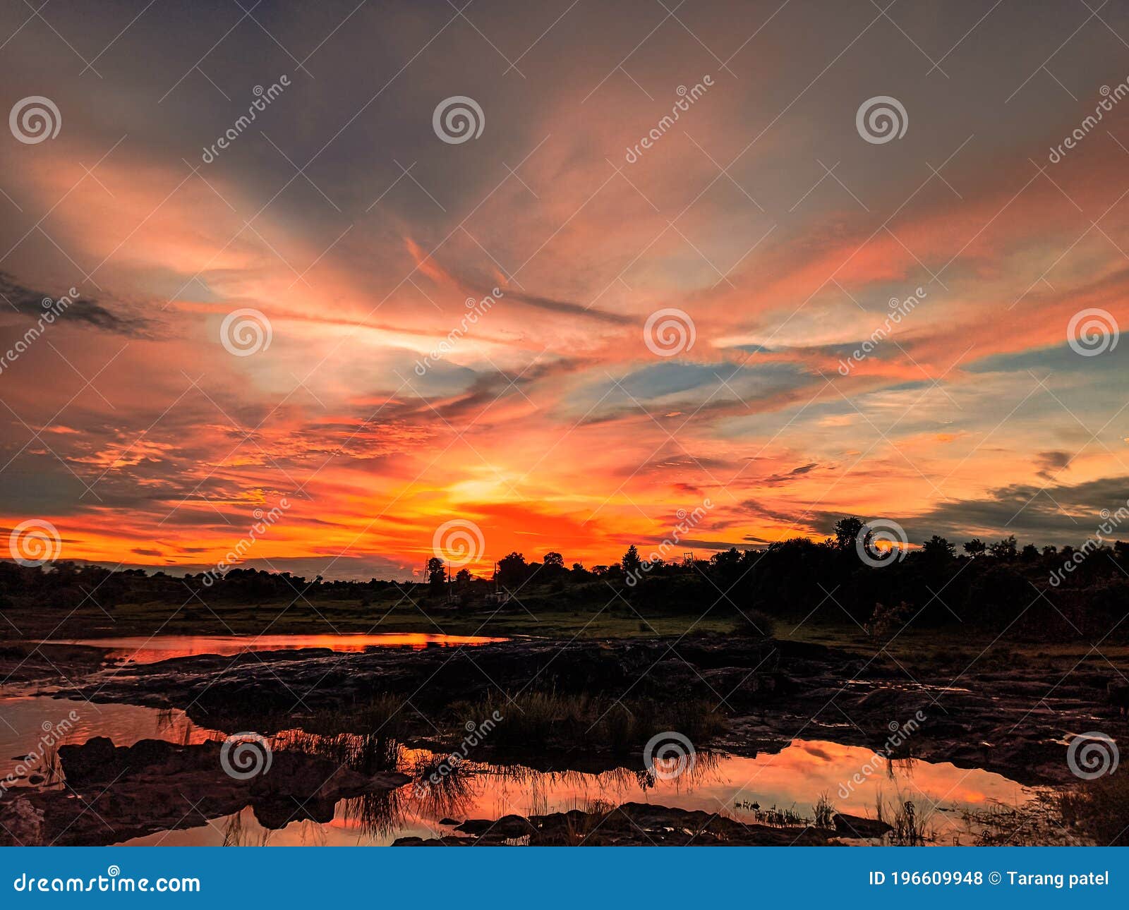 River sunset stock photo. Image of sunrise, afterglow - 196609948