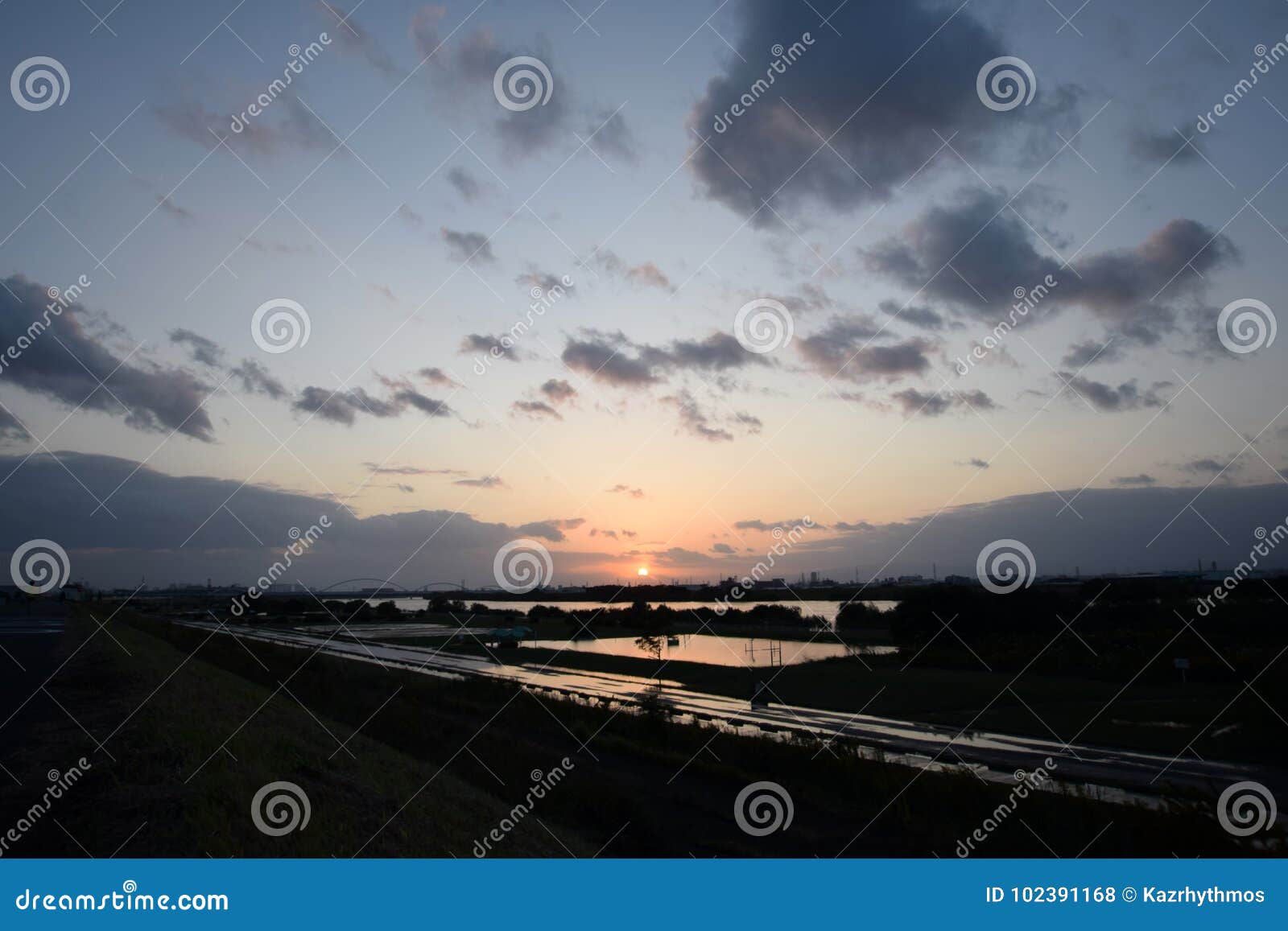 River and the Sunset after the Typhoon. Stock Photo - Image of sunset ...