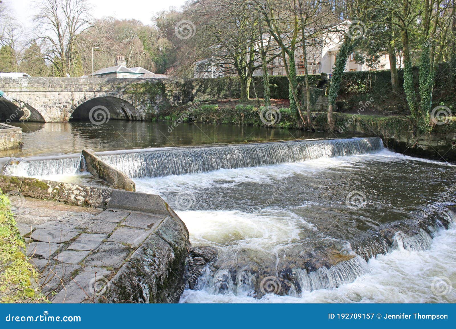 River Tavy in Tavistock, Devon Stock Image - Image of weir, bridge ...