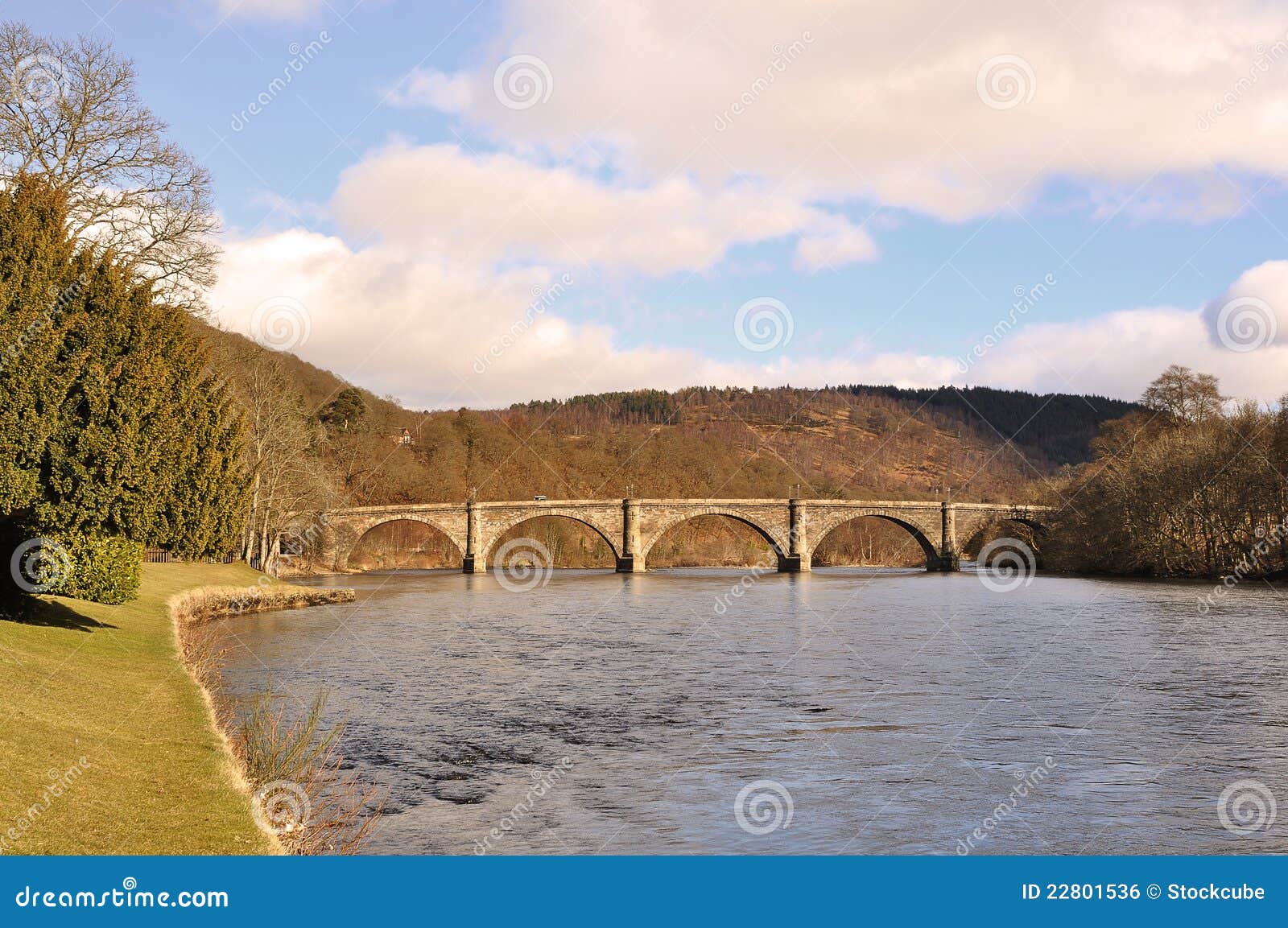 The River Tay at Dunkeld, Perthshire Stock Photo - Image of bridge ...