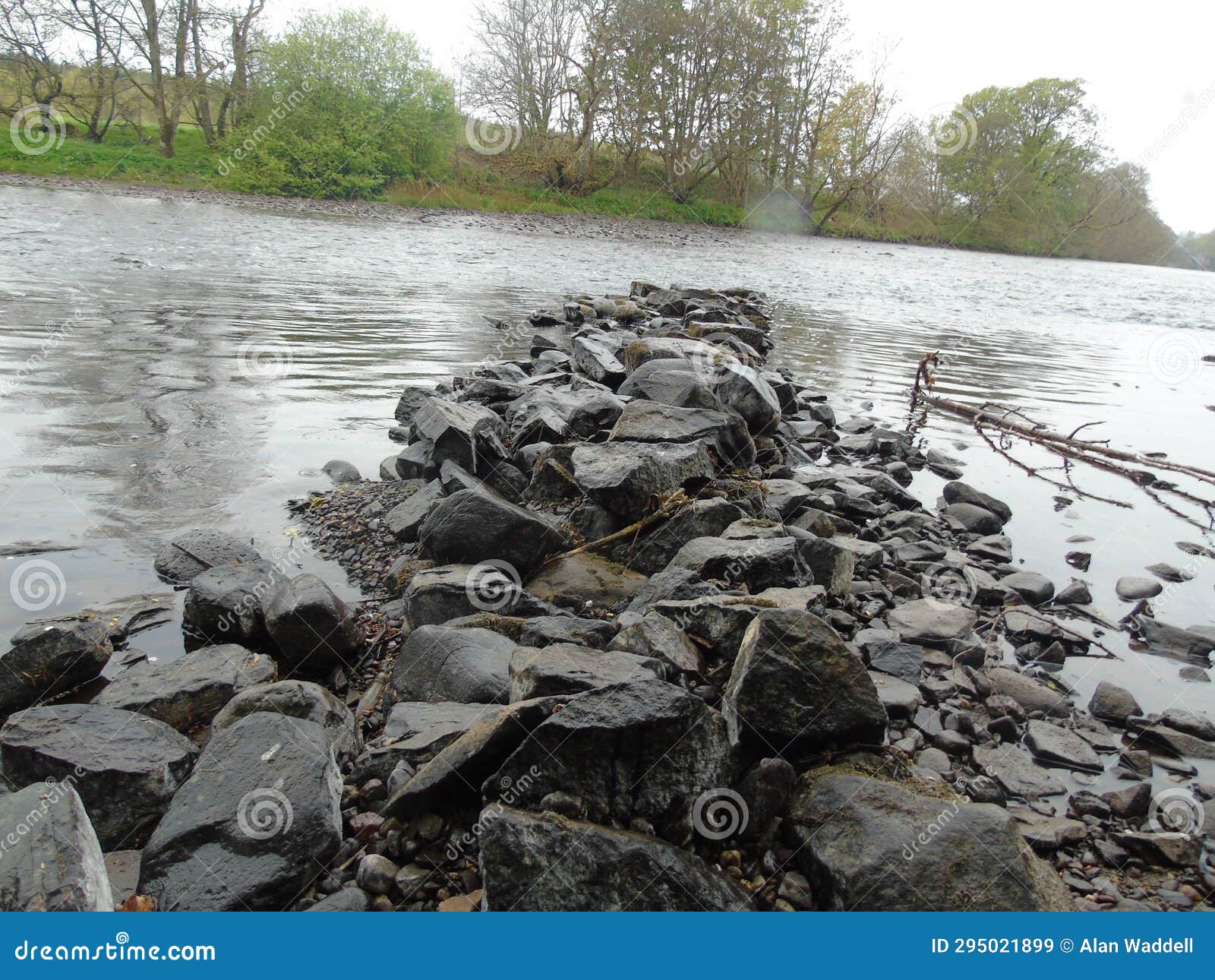 River Teith Banking Edges into River Stock Image - Image of flowing ...