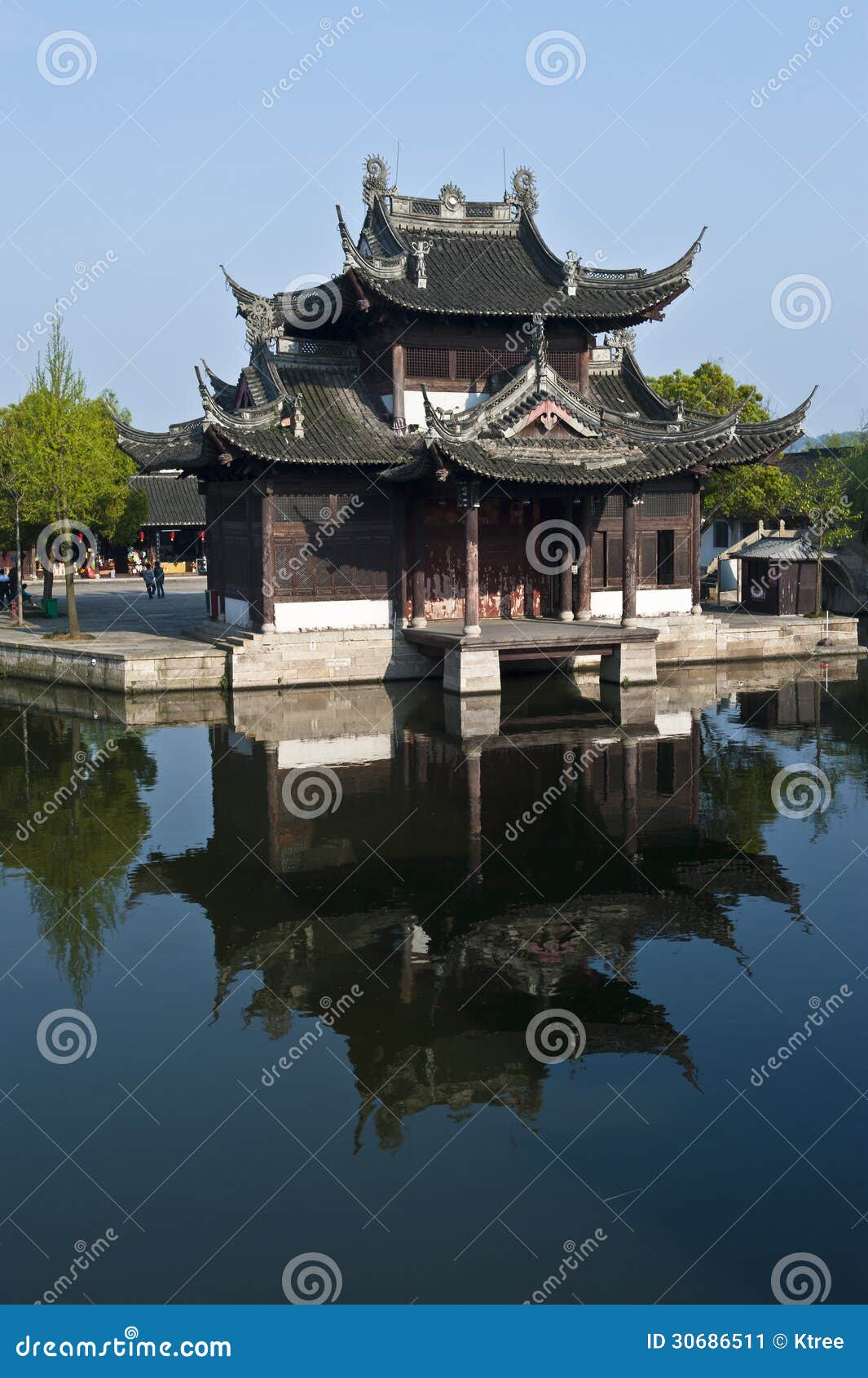 River temple stock image. Image of columns, boat, blue - 30686511
