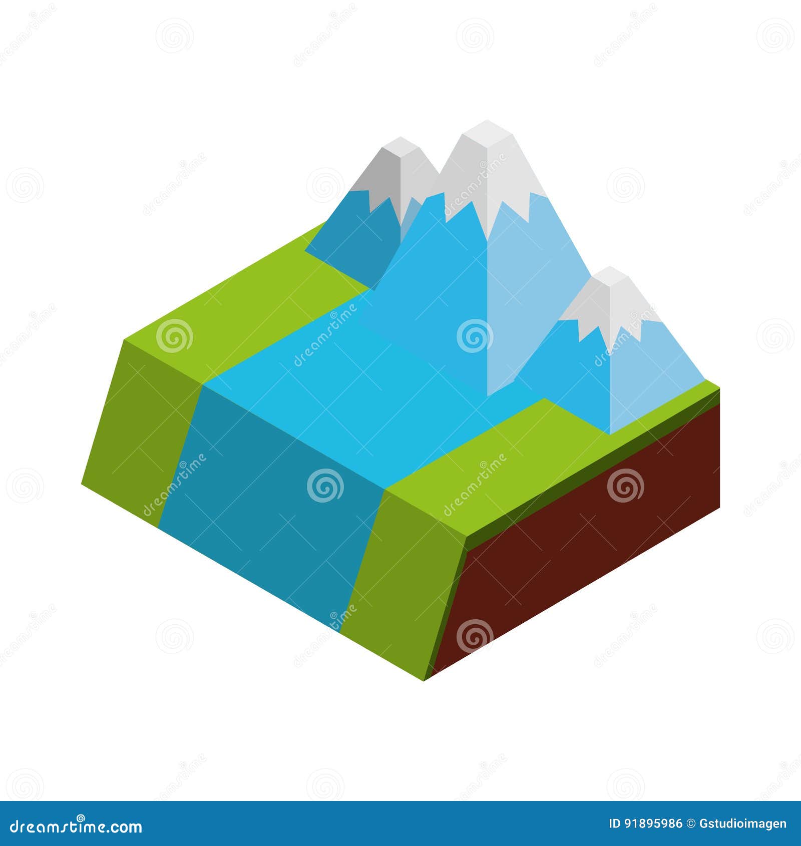 River Terrain Isometric Icon Stock Vector - Illustration of geometric ...