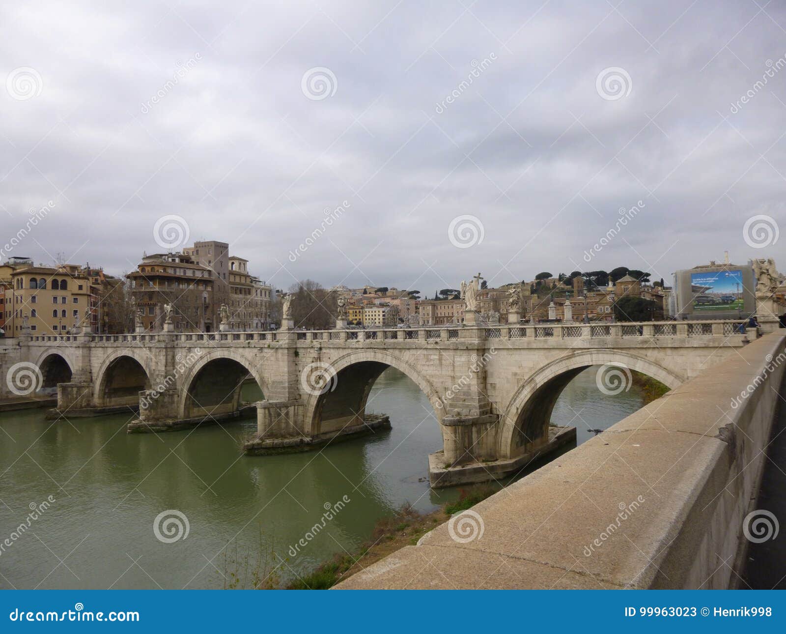 River Tiber with a Bridge in Rome, Italy Stock Image - Image of tiber ...