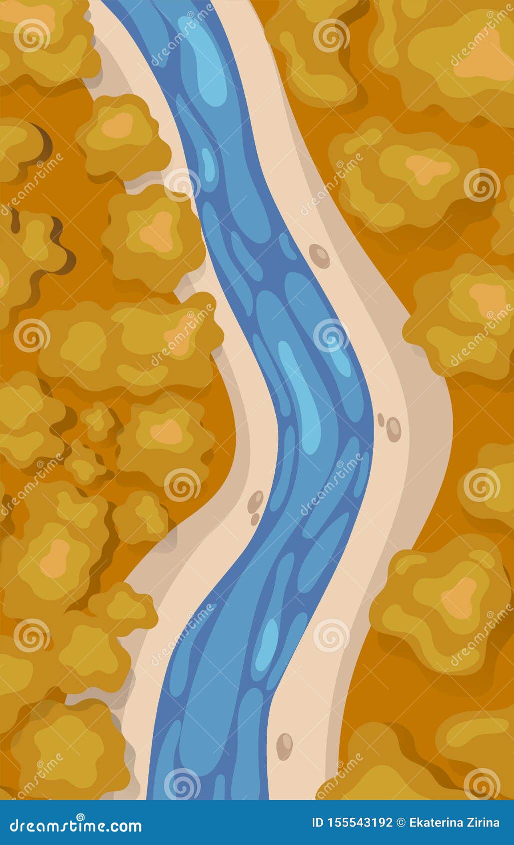 River Top View. Simple Illustration. Vector Graphics Stock Illustration ...