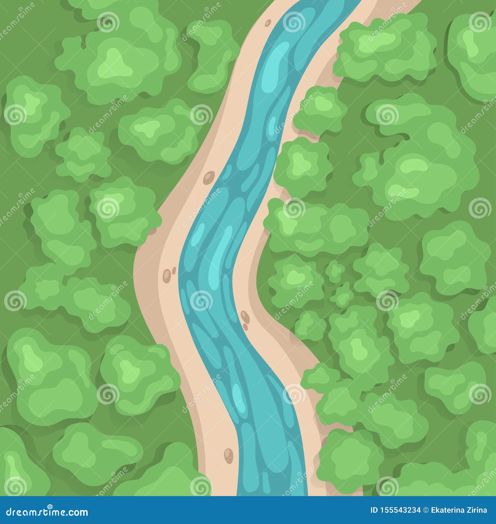 River Top View. Simple Illustration. Vector Graphics Stock Illustration ...