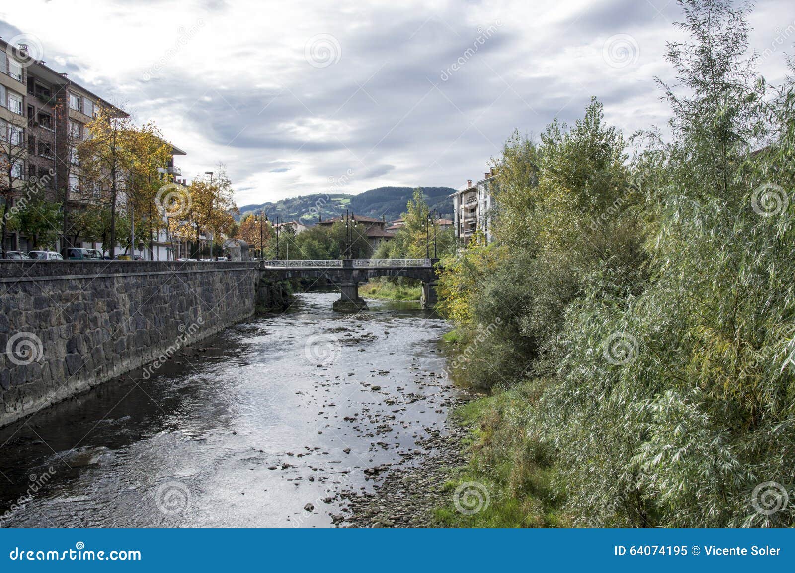 The River in the Town of Azpeitia Stock Image - Image of rural ...
