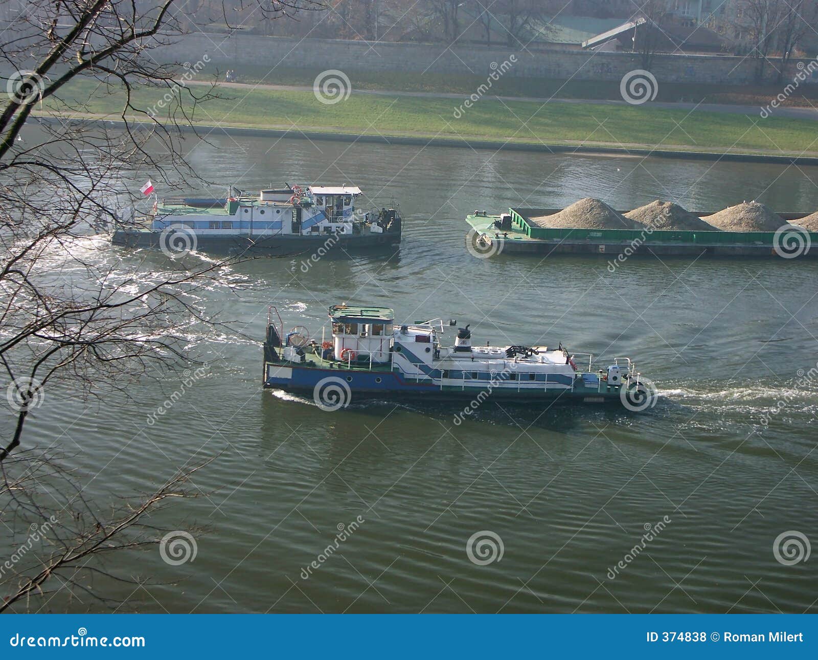 River traffic stock photo. Image of route, barge, industry - 374838