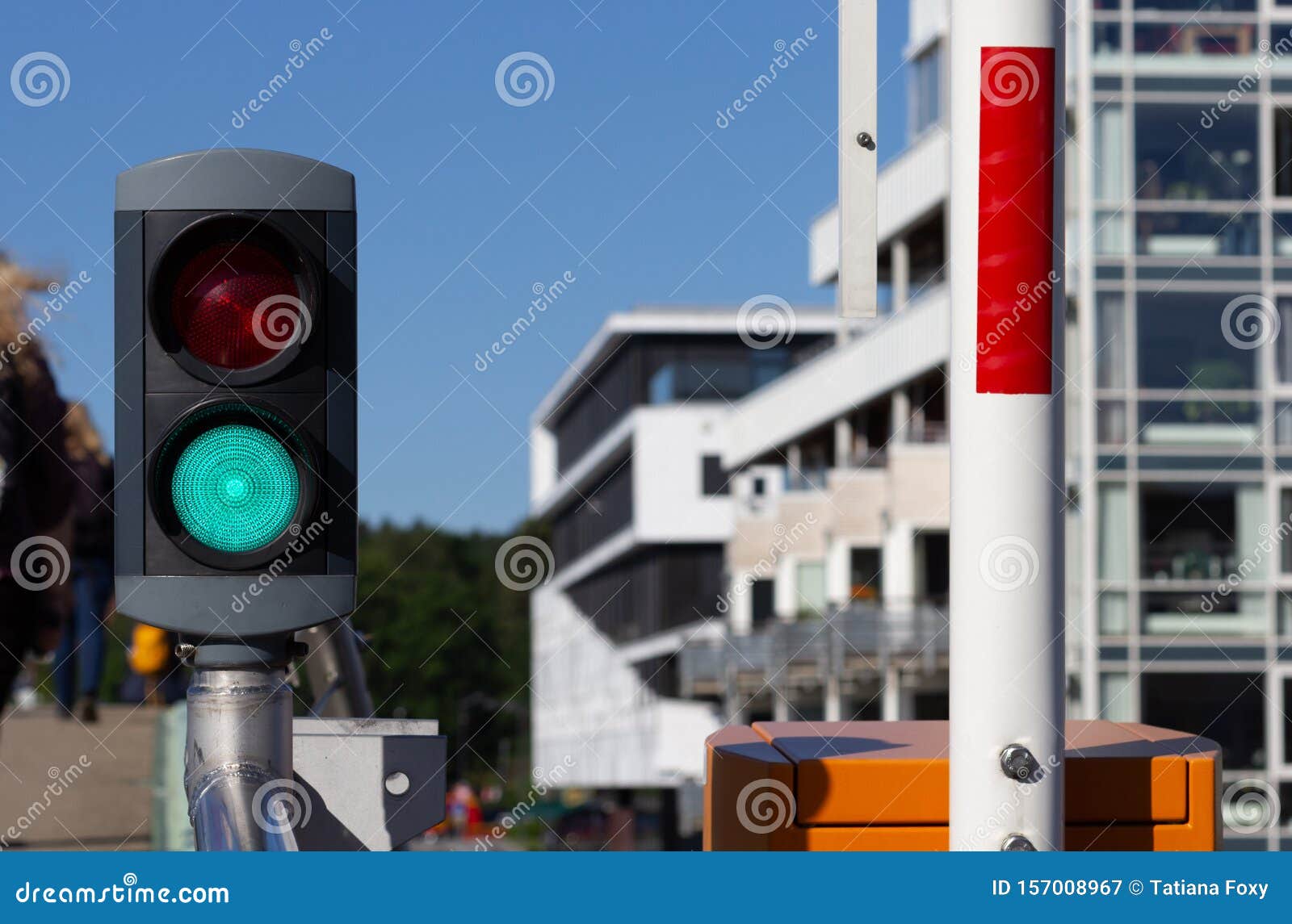 River Traffic Light for Ferry Boats with Green Light on Bridge Stock ...