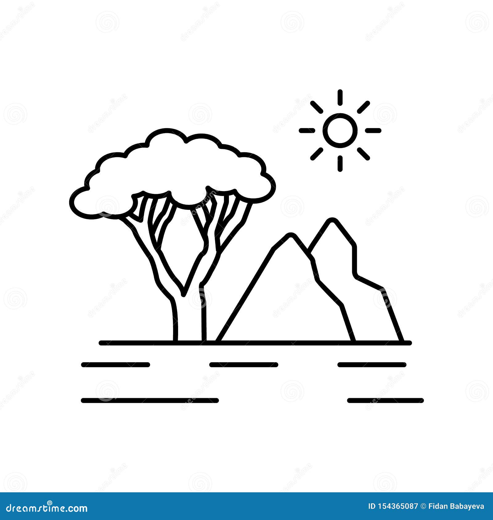 River Tree Landscape Line Icon. Element of Landscapes Icon Stock ...