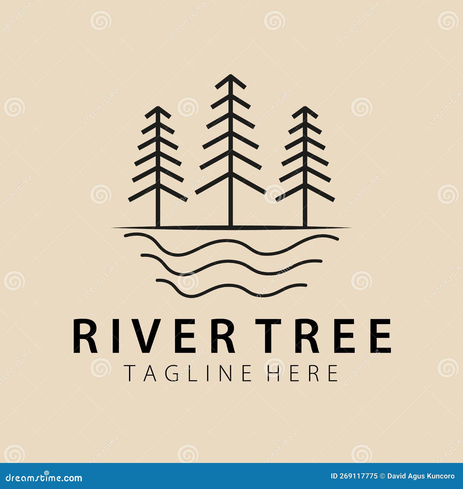River Tree Line Art Logo, Icon and Symbol, Illustration Design Stock ...