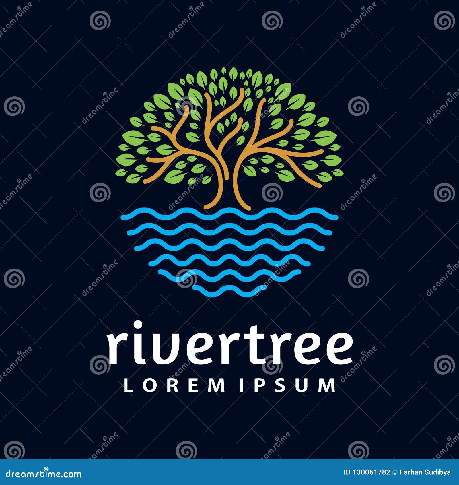 River Tree Logo Circle Shape Design Vector Template Stock Vector ...