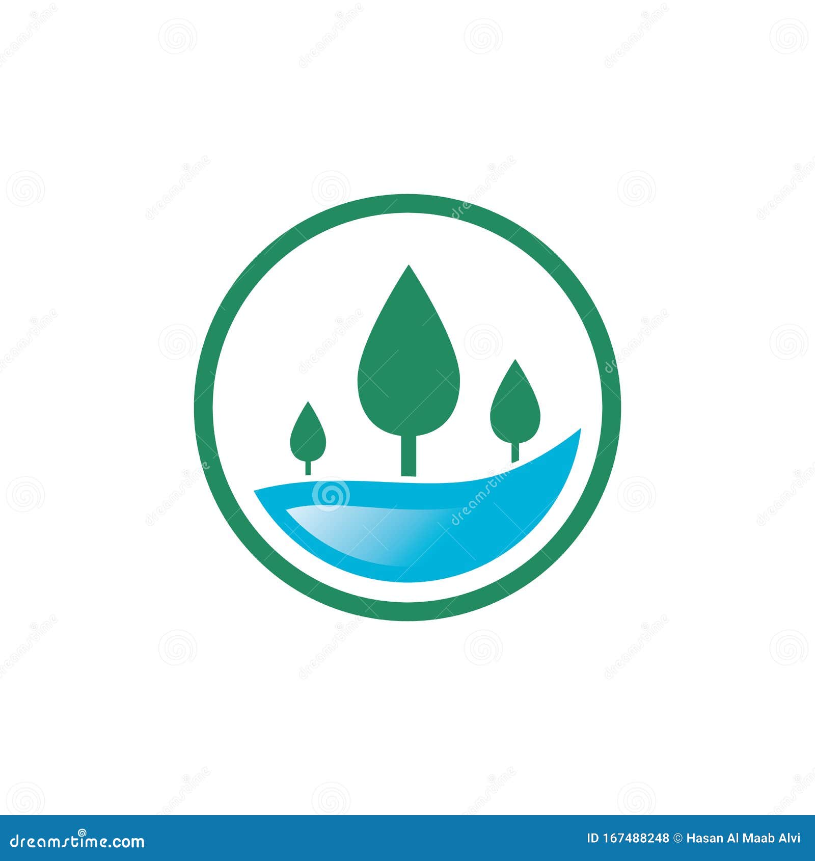 River Tree Logo Design Vector Template. Stock Vector - Illustration of ...