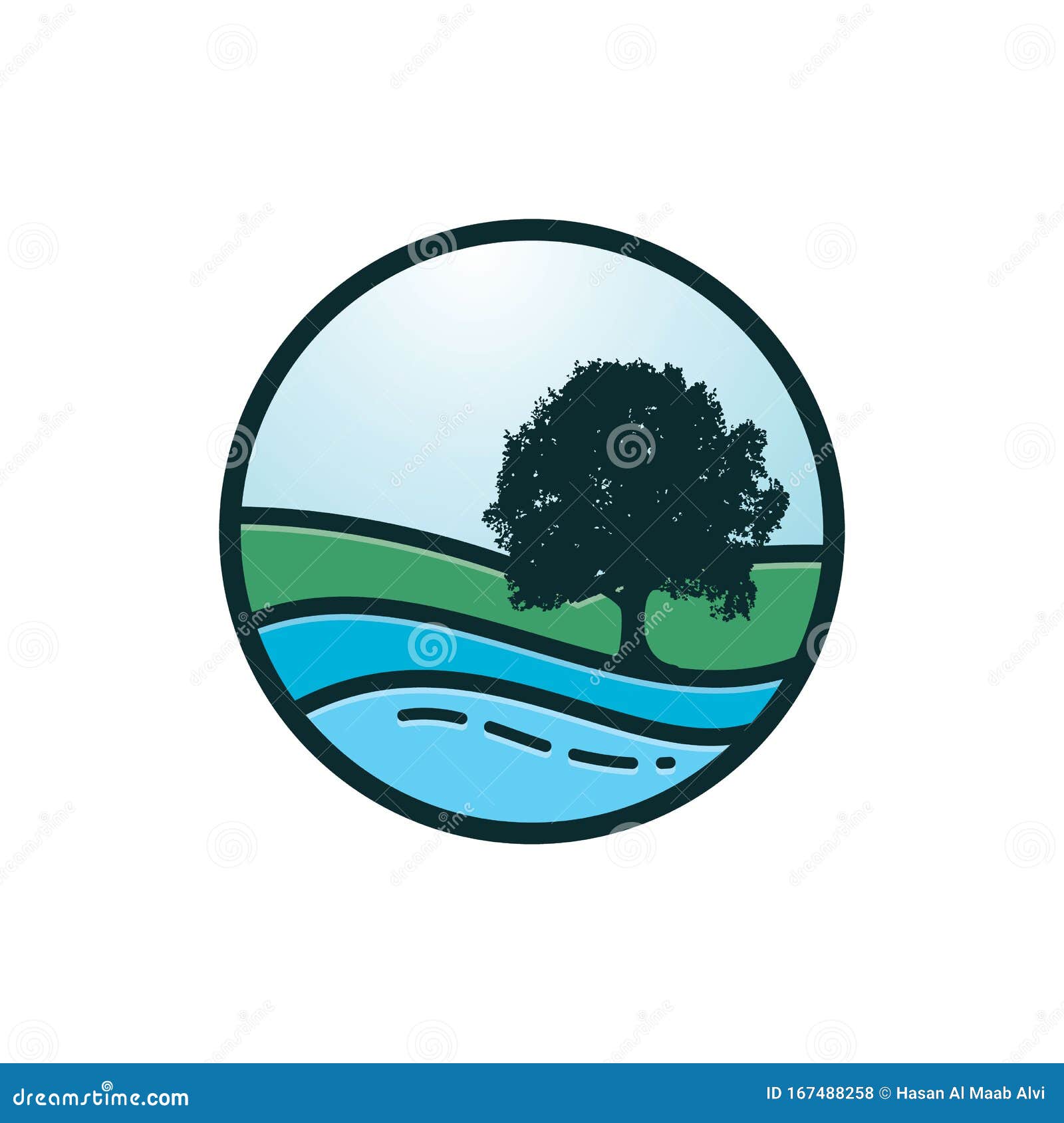 River Tree Logo Design Vector Template. Stock Vector - Illustration of ...