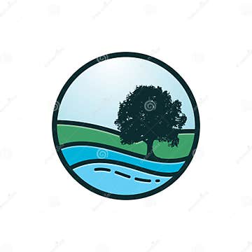 River Tree Logo Design Vector Template. Stock Vector - Illustration of ...