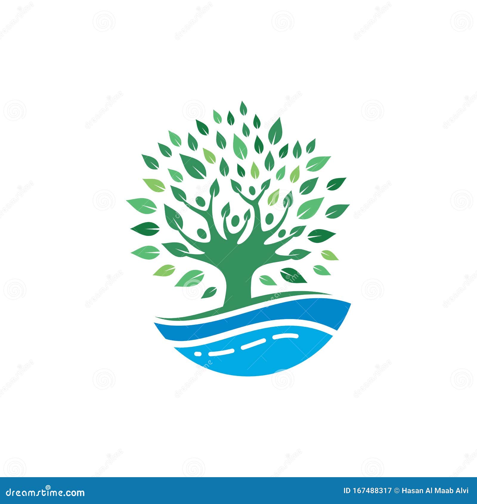 River Tree Logo Design Vector Template. Stock Vector - Illustration of ...