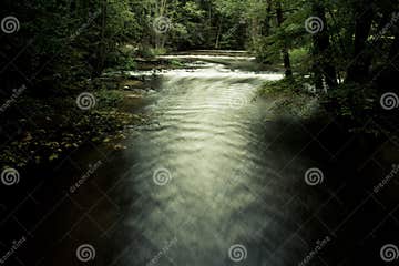 River between Trees in Dark Forest Stock Image - Image of waterfall ...