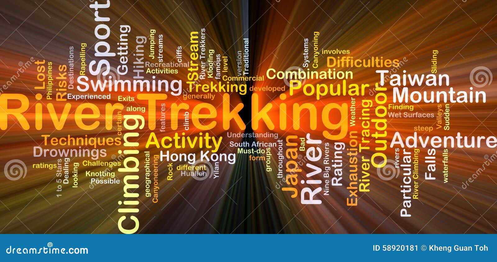 River Trekking Background Concept Glowing Stock Illustration ...