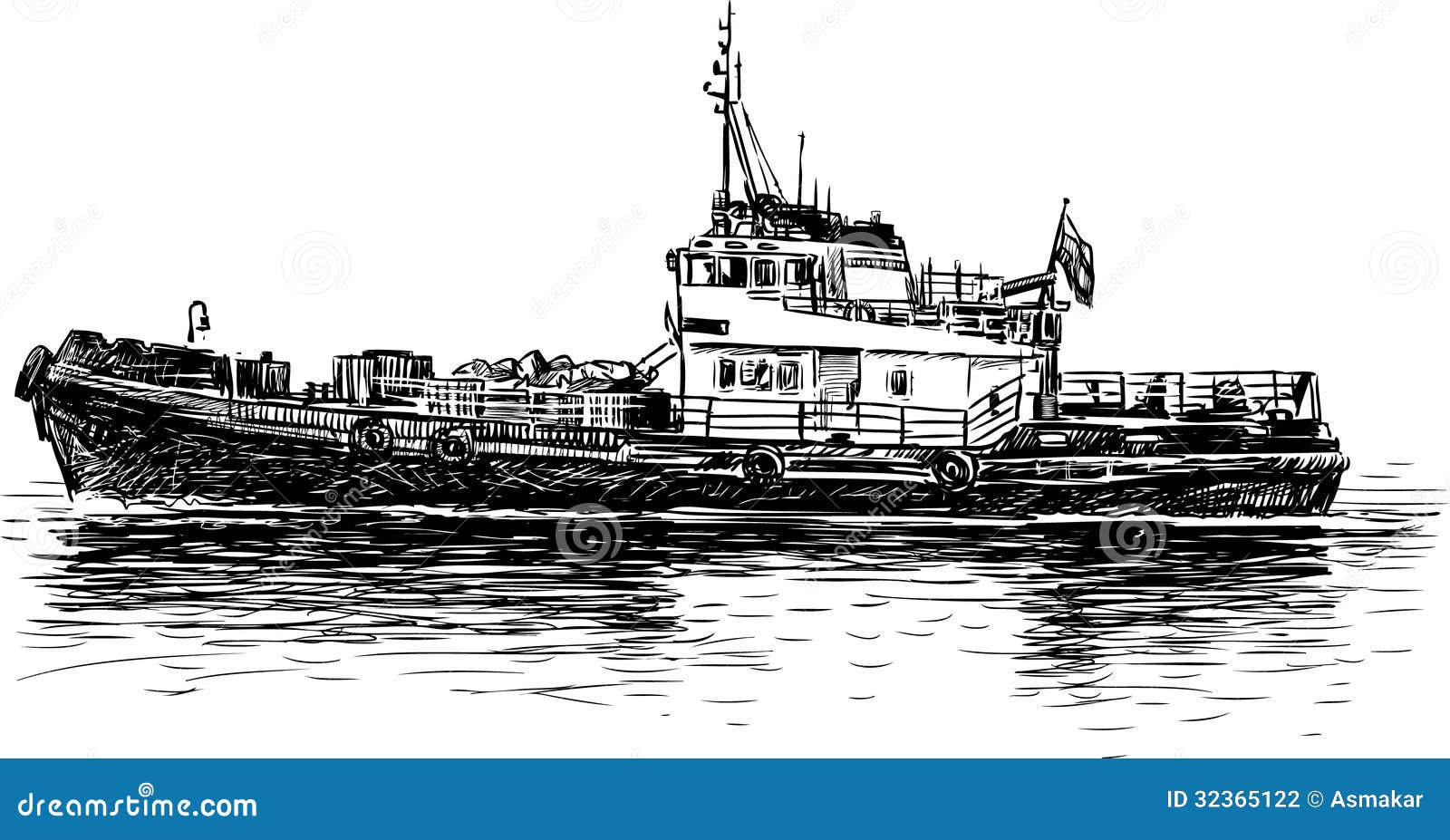 River tugboat stock vector. Illustration of mast, vessel - 32365122