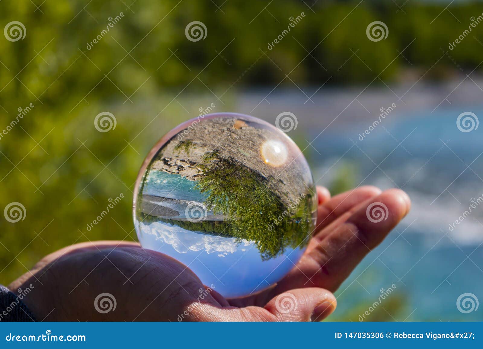 River Turned Upside Down by the Vision of the Sphere Stock Photo ...