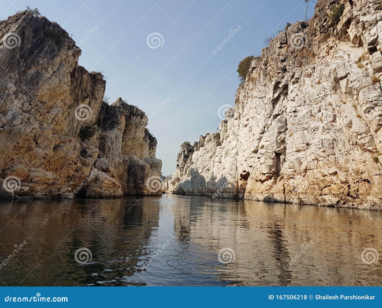 A River between Two Huge Marble Mountains Stock Photo - Image of grey ...