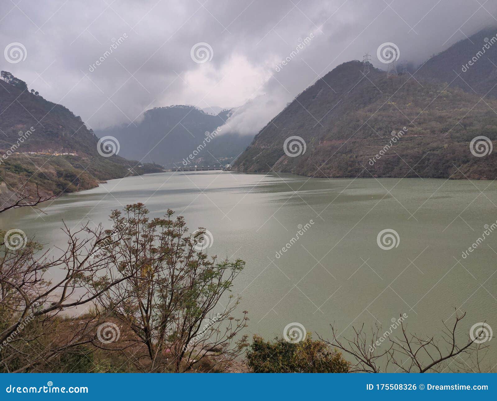 River upstream of RCC dam stock photo. Image of upstream - 175508326