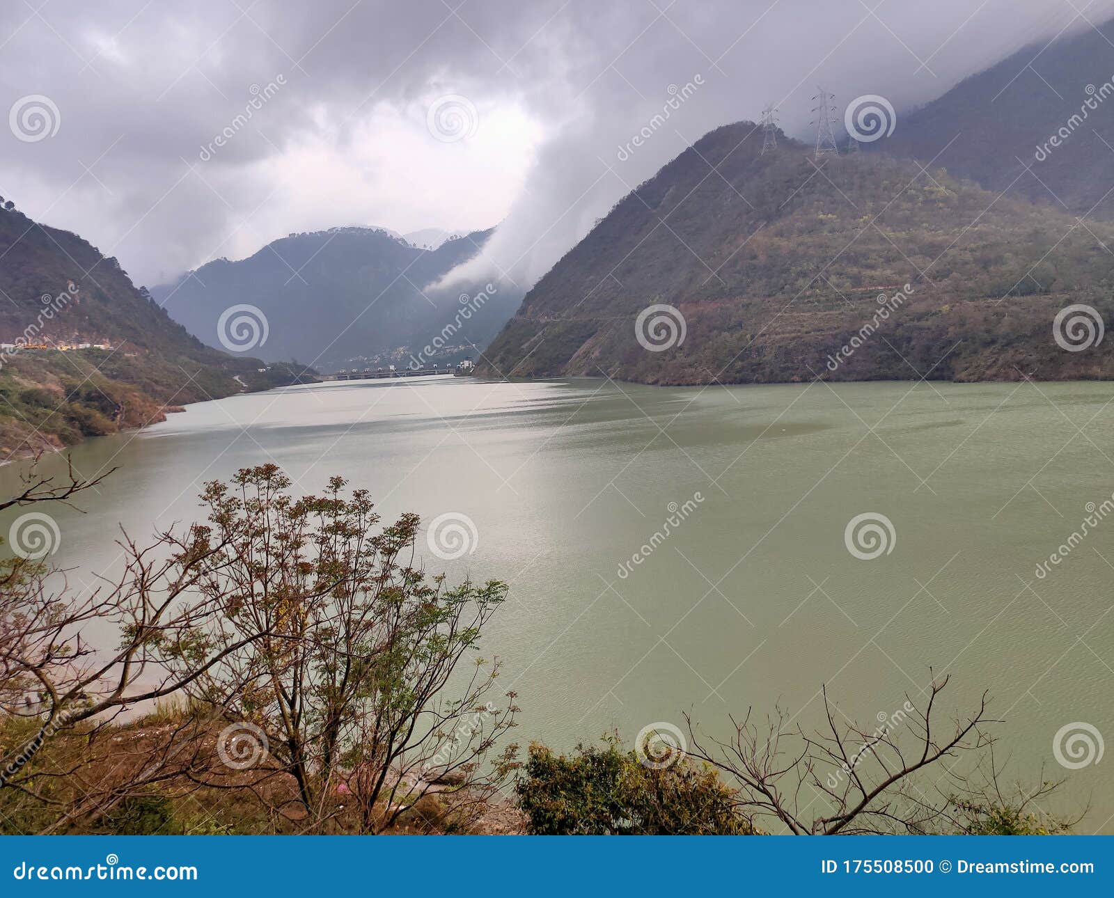 River upstream of RCC dam stock photo. Image of river - 175508500