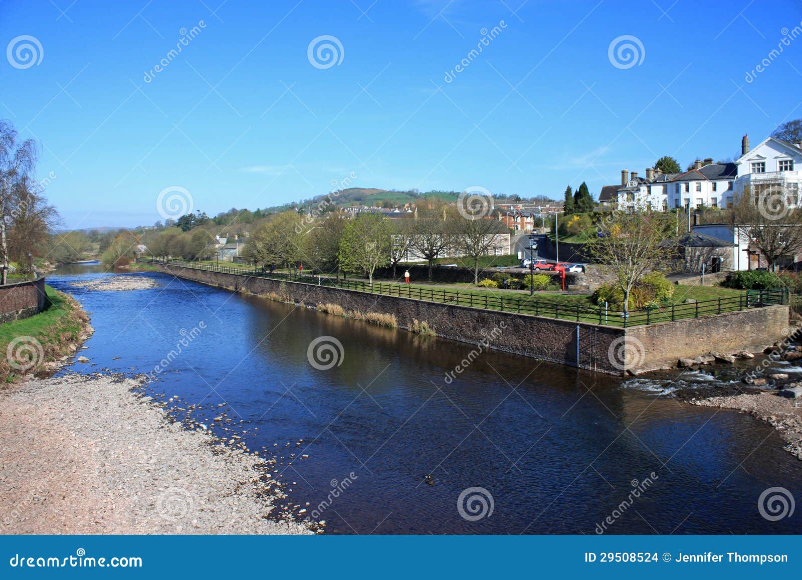 River Usk, Brecon stock photo. Image of river, town, houses - 29508524