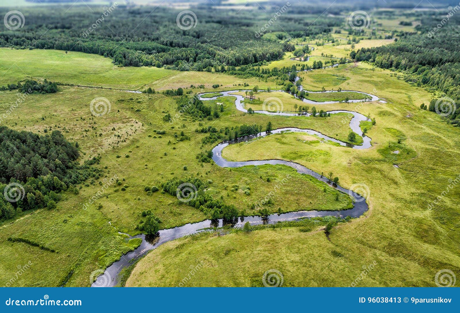 The River Valley, the Upper View from the Drone Stock Image - Image of ...