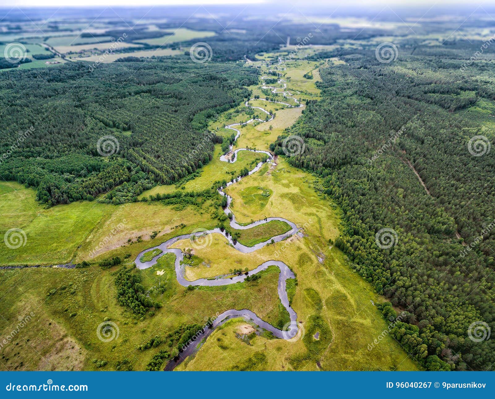 The River Valley, the Upper View from the Drone Stock Image - Image of ...