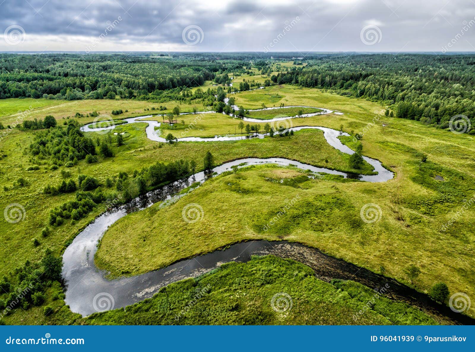 The River Valley, the Upper View from the Drone Stock Image - Image of ...