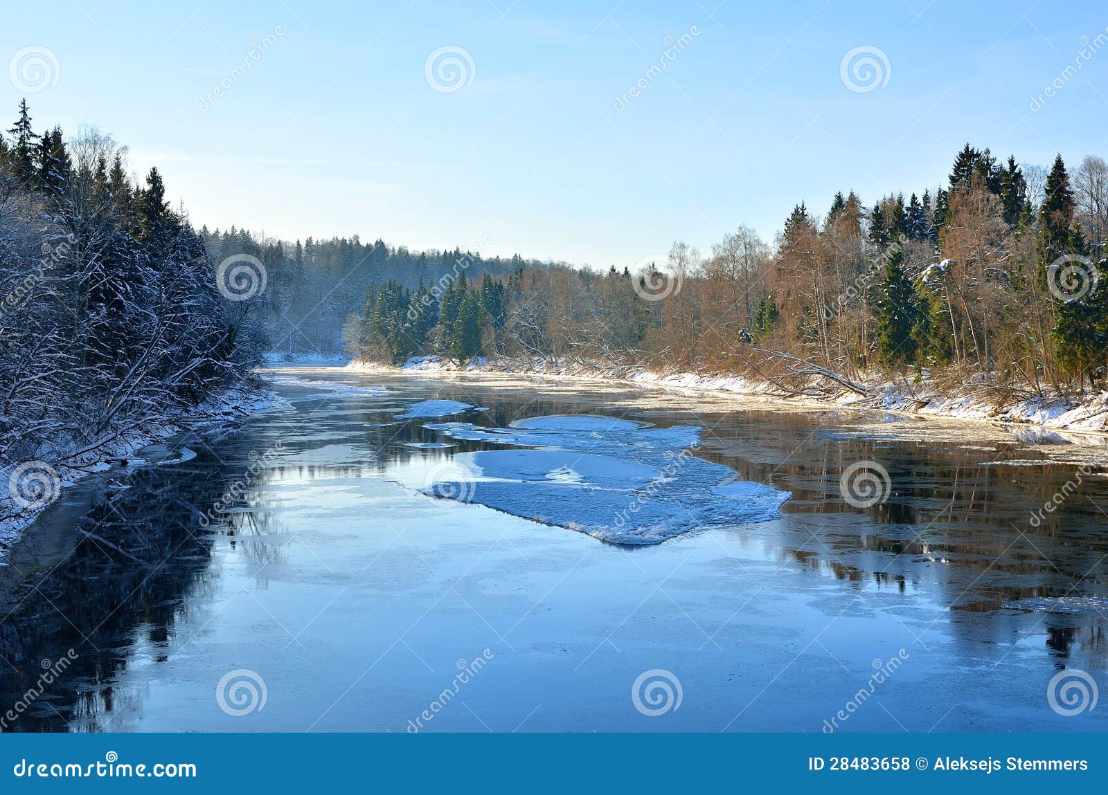 River Valley Winter Landscape Stock Photo - Image of frost, climate ...