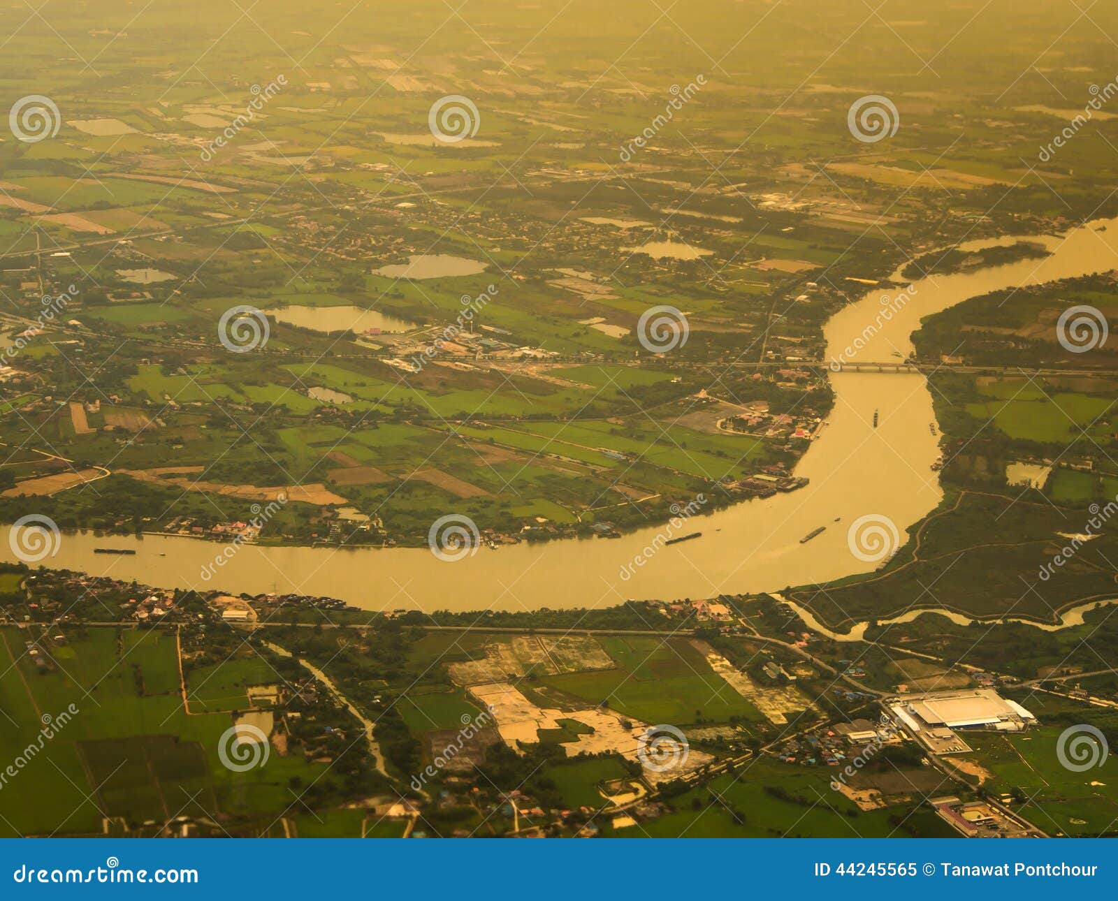 River view from above stock image. Image of aerial, countryside - 44245565