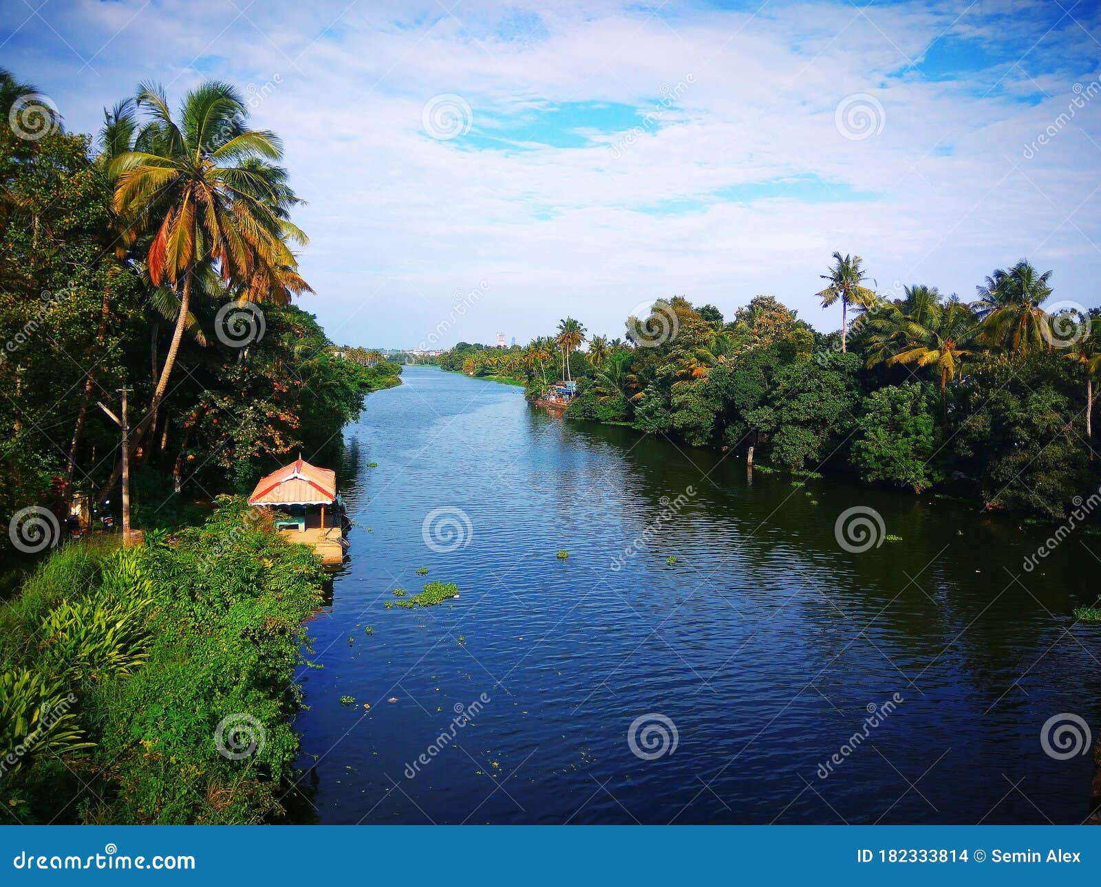 A River View from a Bridge Across Stock Photo - Image of cliffs ...