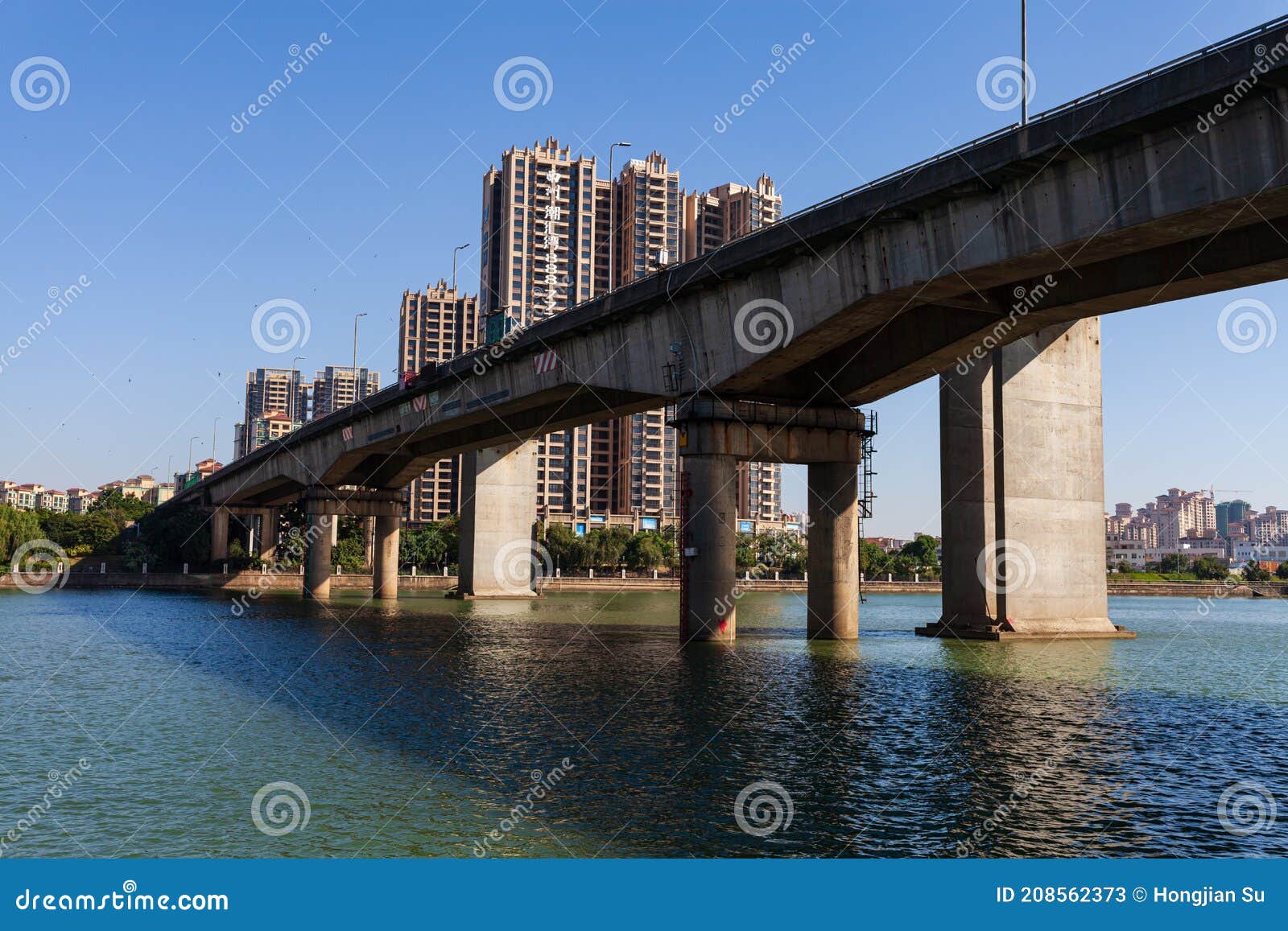 River View with Building on Both Sides Stock Image - Image of landscape ...