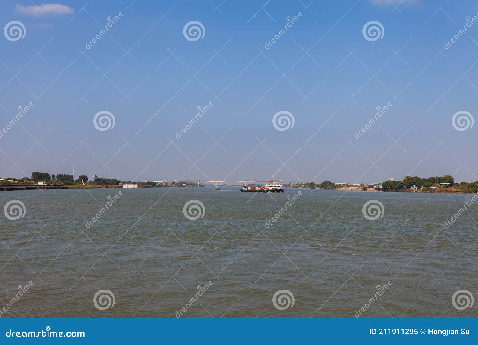 River View with Building on Both Sides Stock Image - Image of outdoor ...