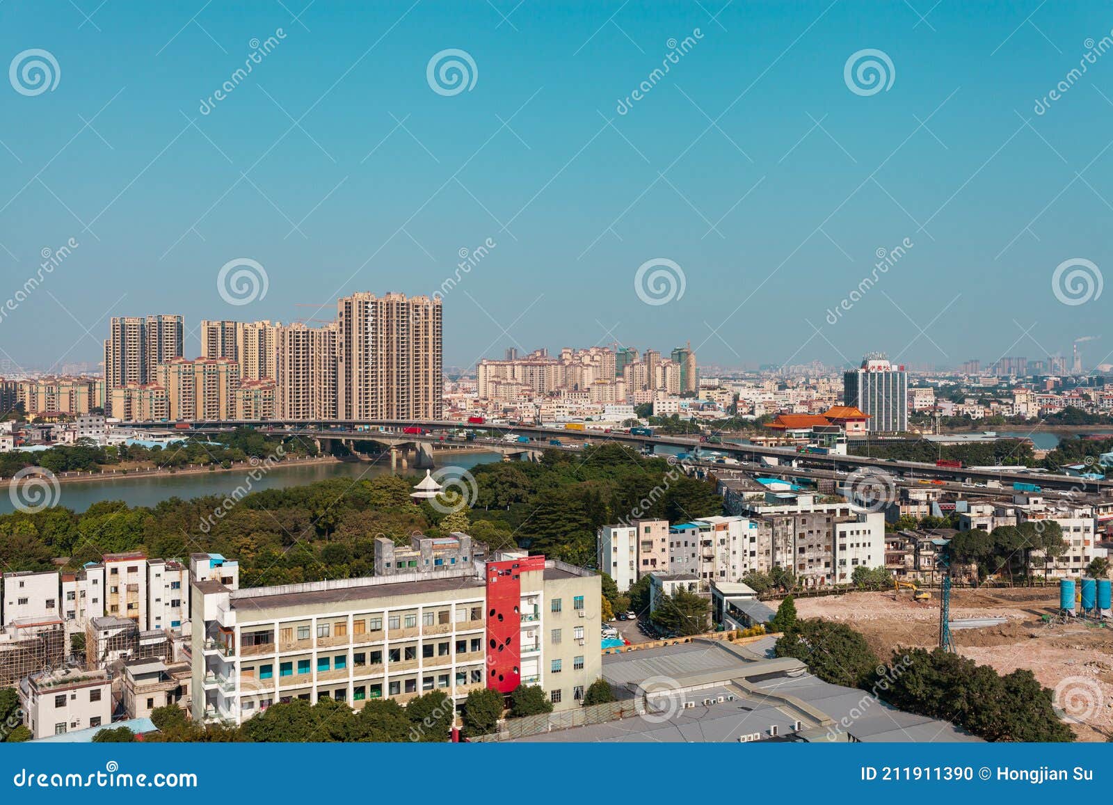 River View with Building on Both Sides Stock Photo - Image of landmark ...