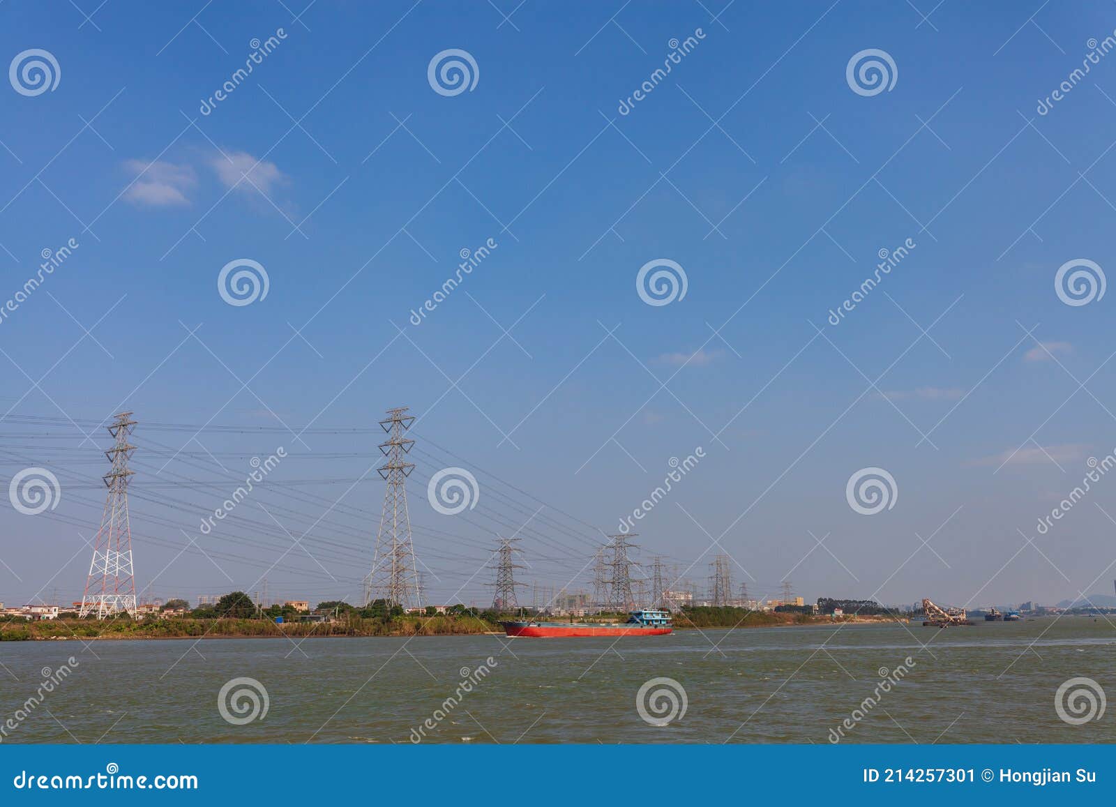 River View with Building on Both Sides Stock Image - Image of ...