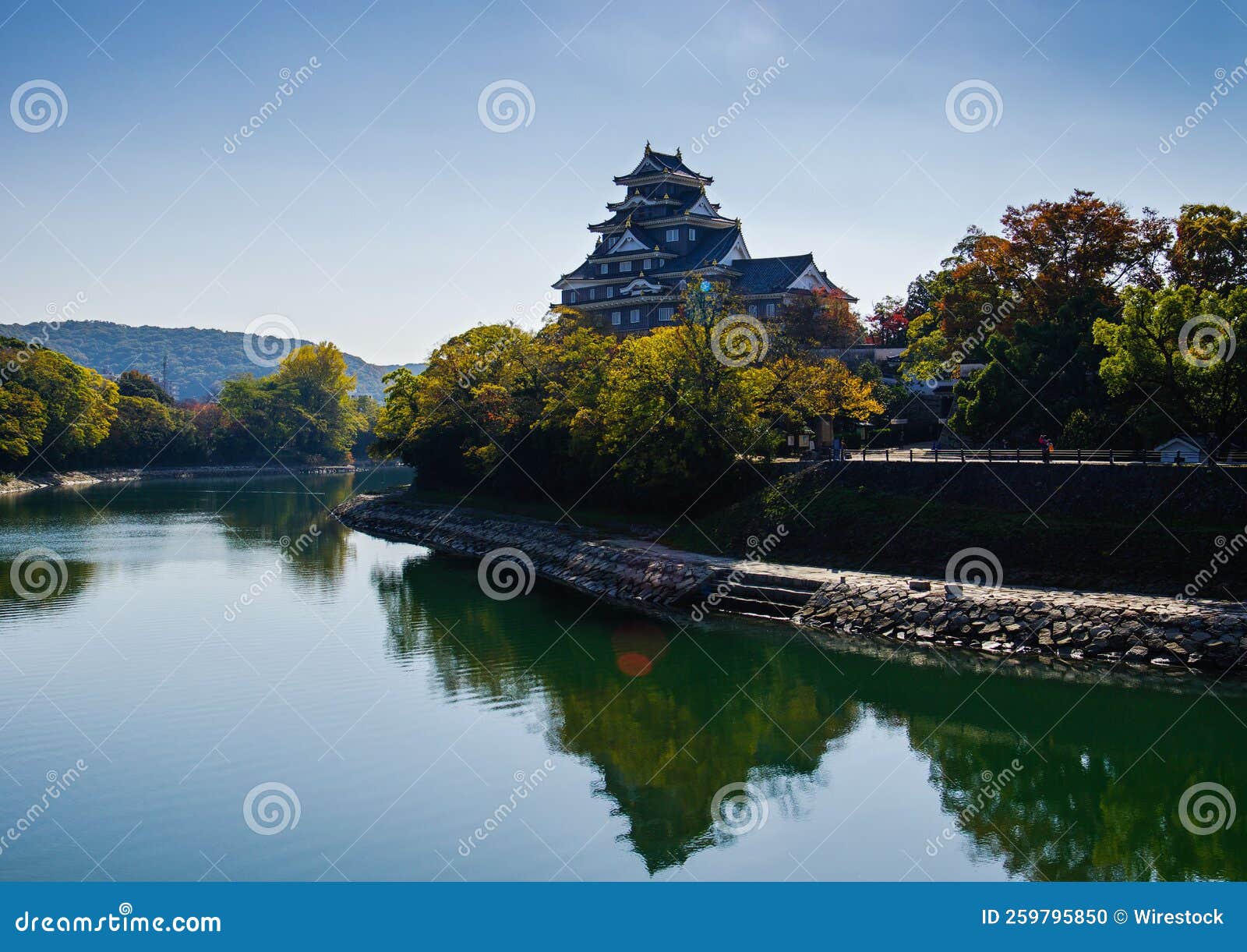 River View with the Okayama Castle in the Background in Japan Stock ...