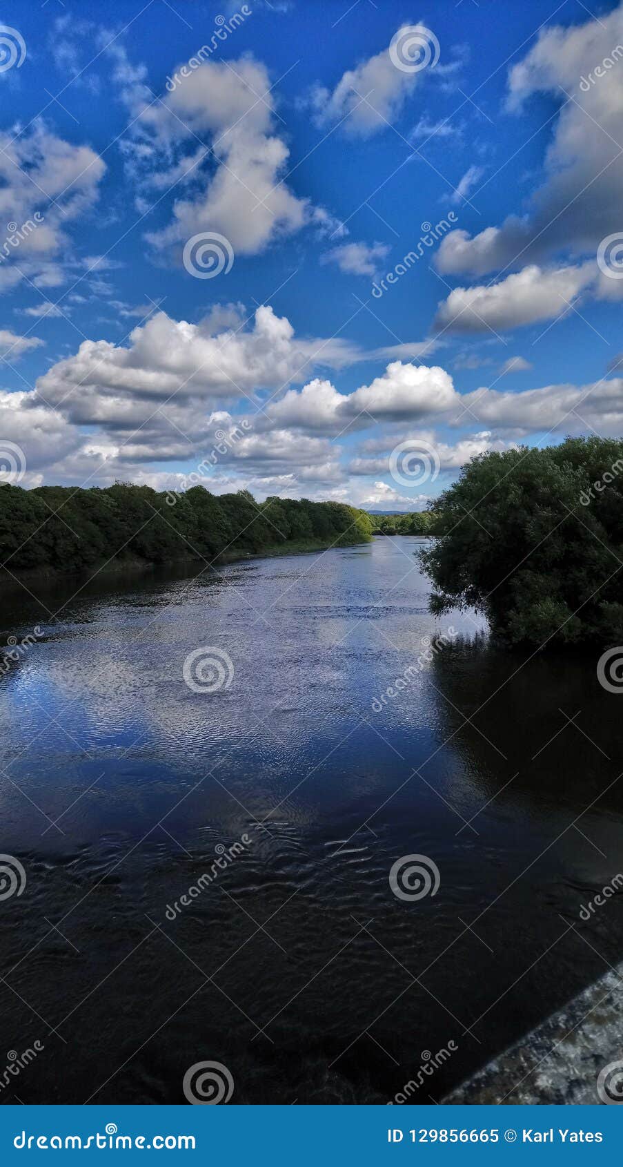 River view stock image. Image of blue, ribble, clouds - 129856665