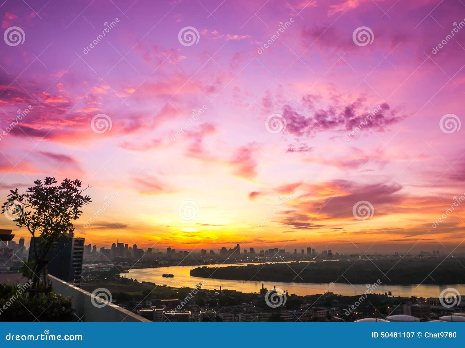 River View Sunrise in the Lovely Morning Stock Image - Image of cloud ...